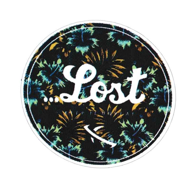 ...Lost Surf round blue floral 4" Sticker – Quality Surfboards Hawaii